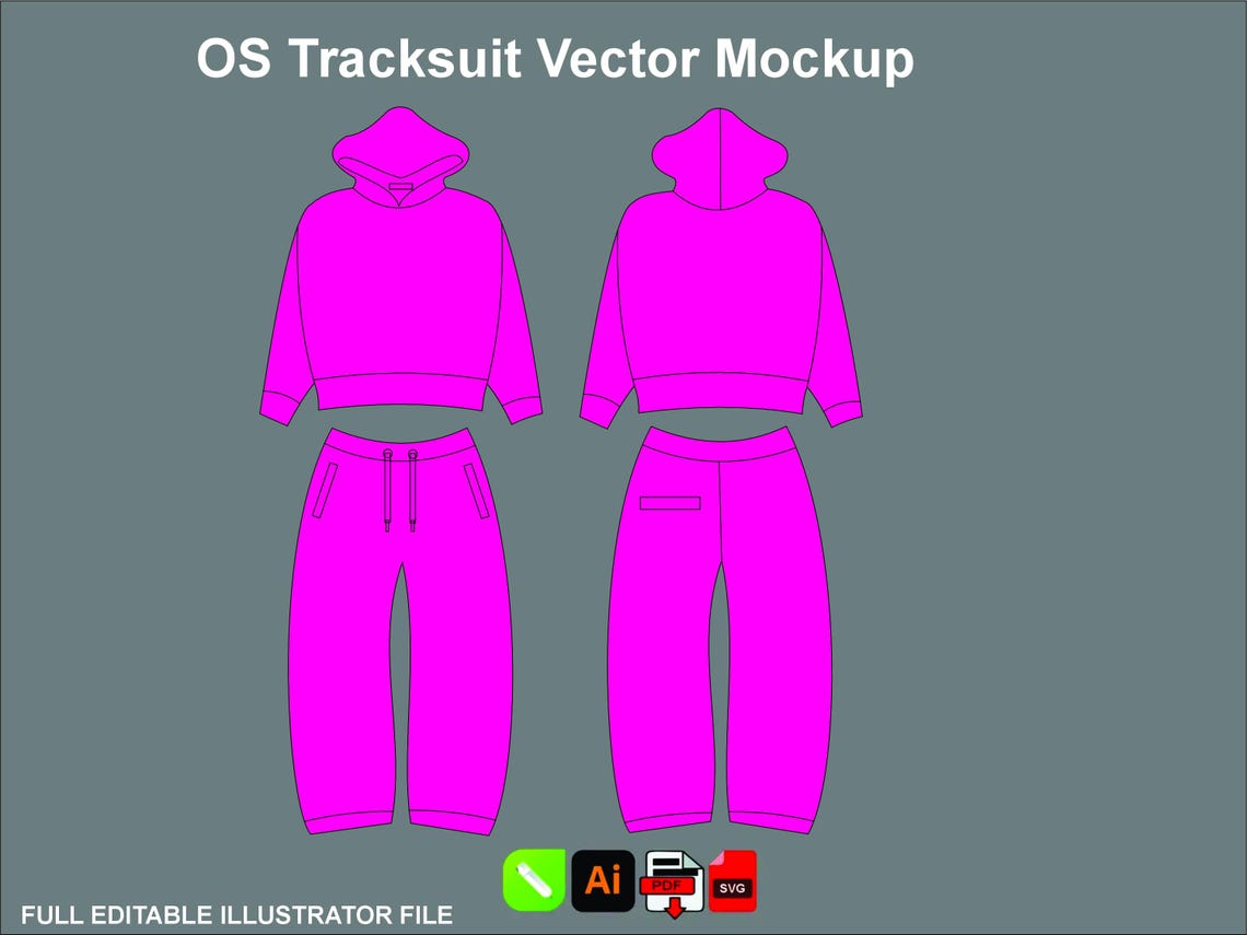 Oversized Tracksuit Mockup Vector | Streetwear Tech Pack | Adobe ...