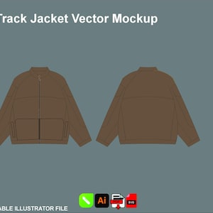 Streetwear Track Jacket Tech Pack Template Vector Mockup Fashion Design ...