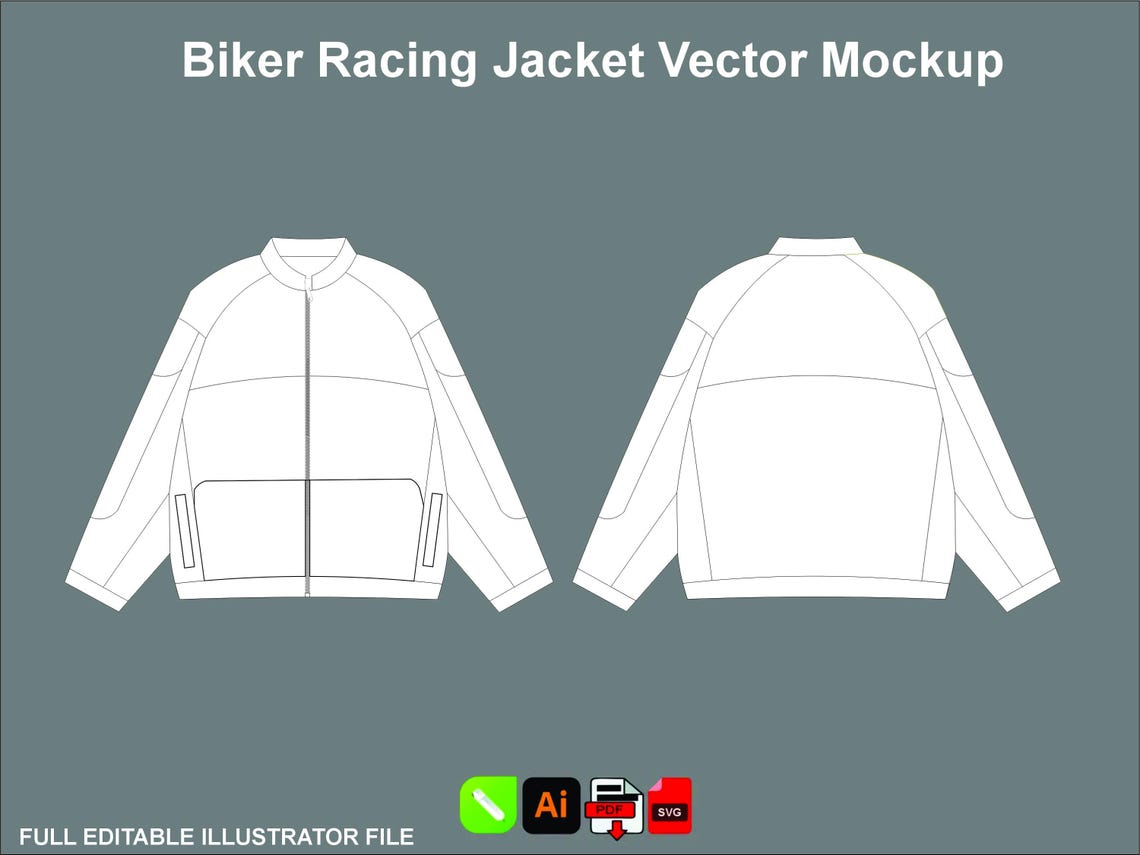 Streetwear Track Jacket Tech Pack Template Vector Mockup Fashion Design ...