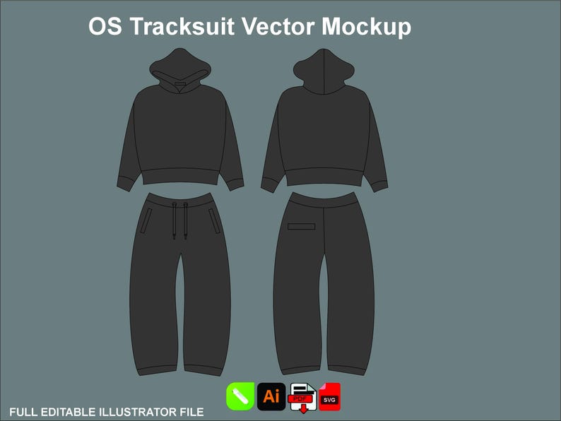 Oversized Tracksuit Mockup Vector | Streetwear Tech Pack | Adobe ...