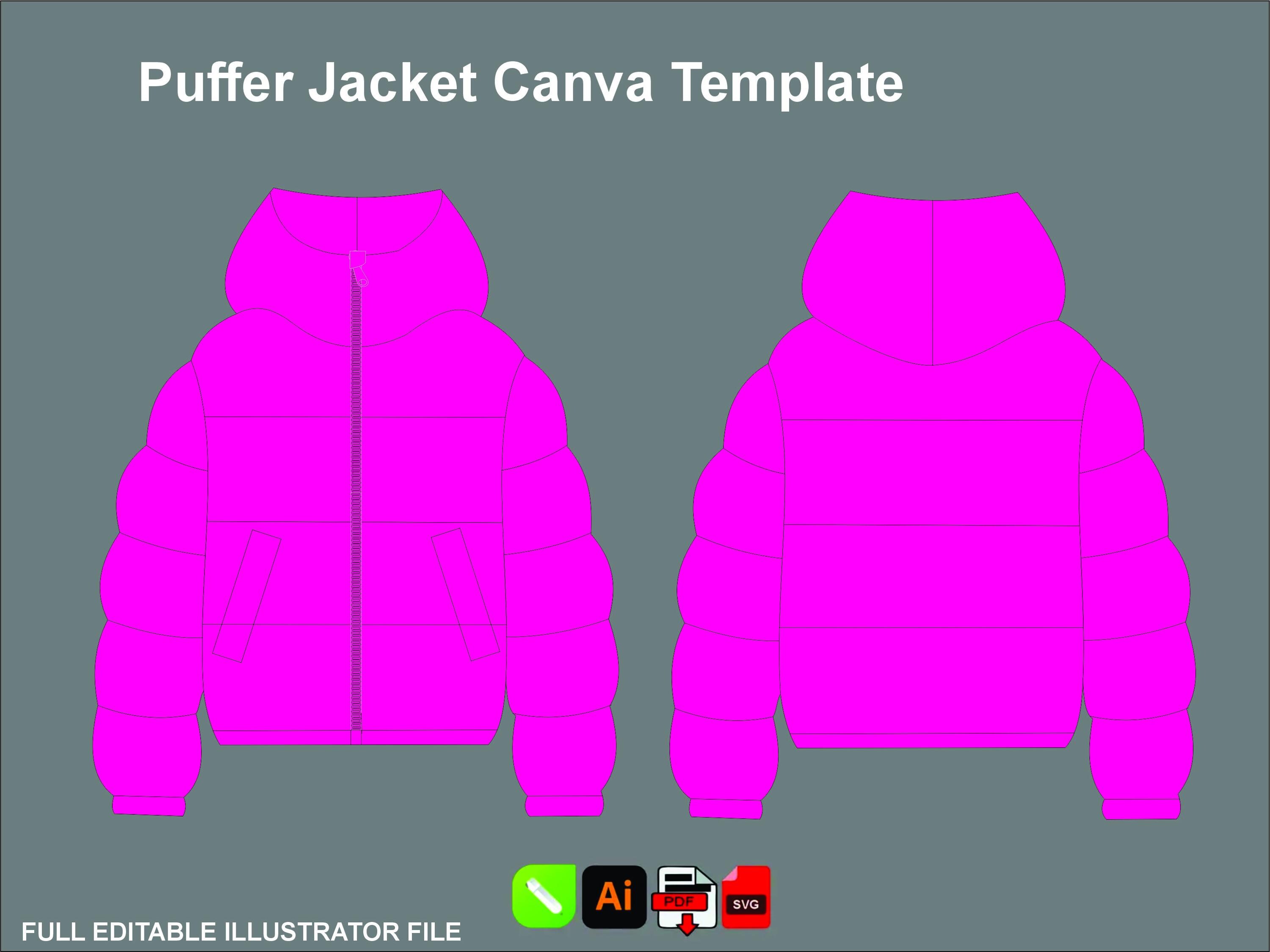 Puffer Jacket Canva Template & Streetwear Vector Mockup Bundle ...