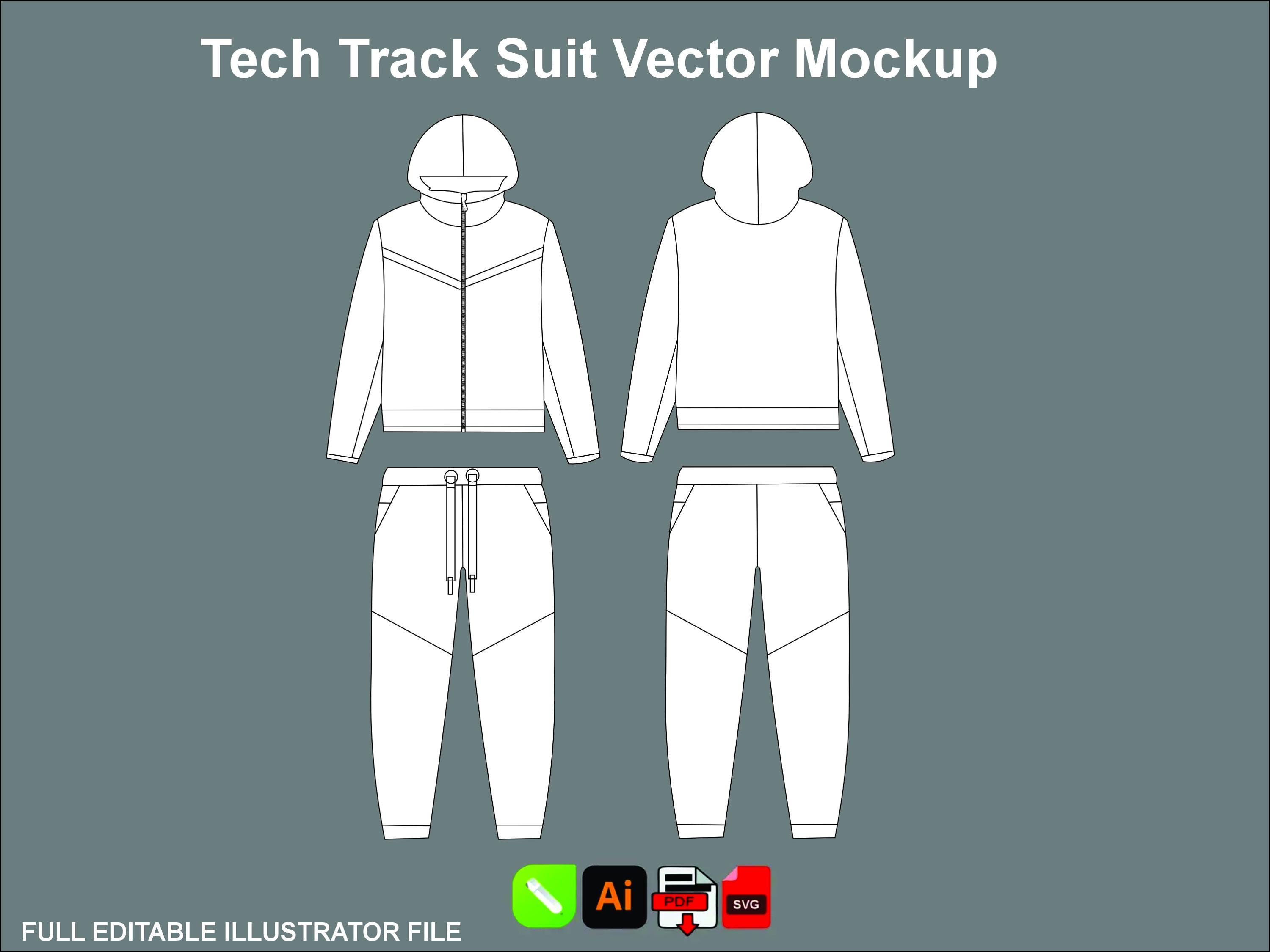 Streetwear Tracksuit Vector Mockup | Tech Pack Template | Adobe ...