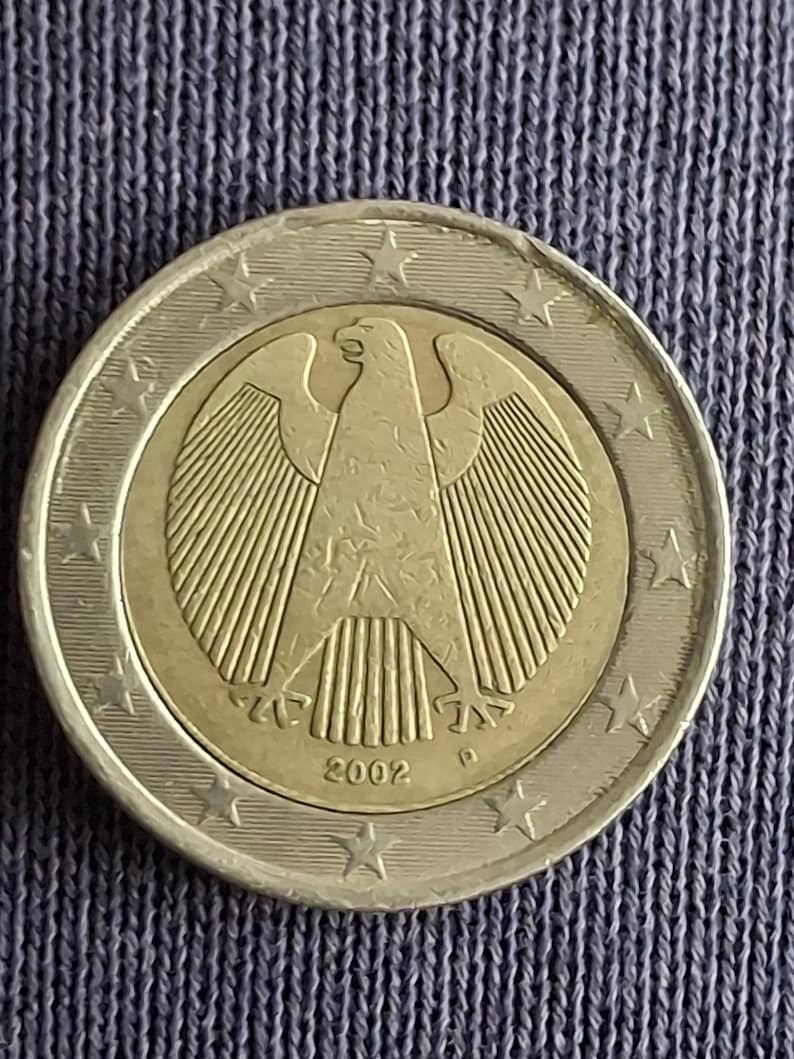 Zeldzame 2 euromunt uit 2002. "D" Germany: muntfout. - Etsy Nederland