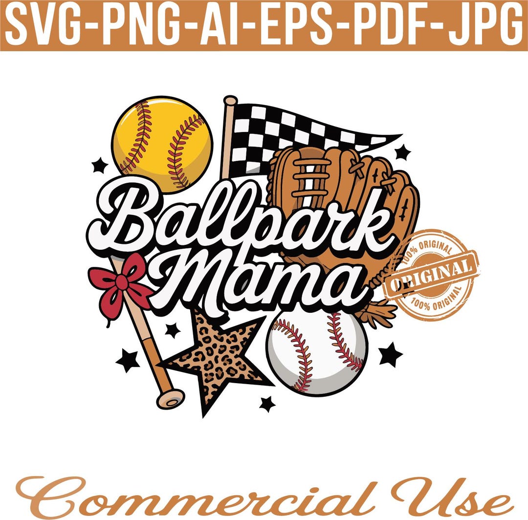 Ballpark Mama Baseball Softball Design, Retro Sports Mom PNG (digital ...