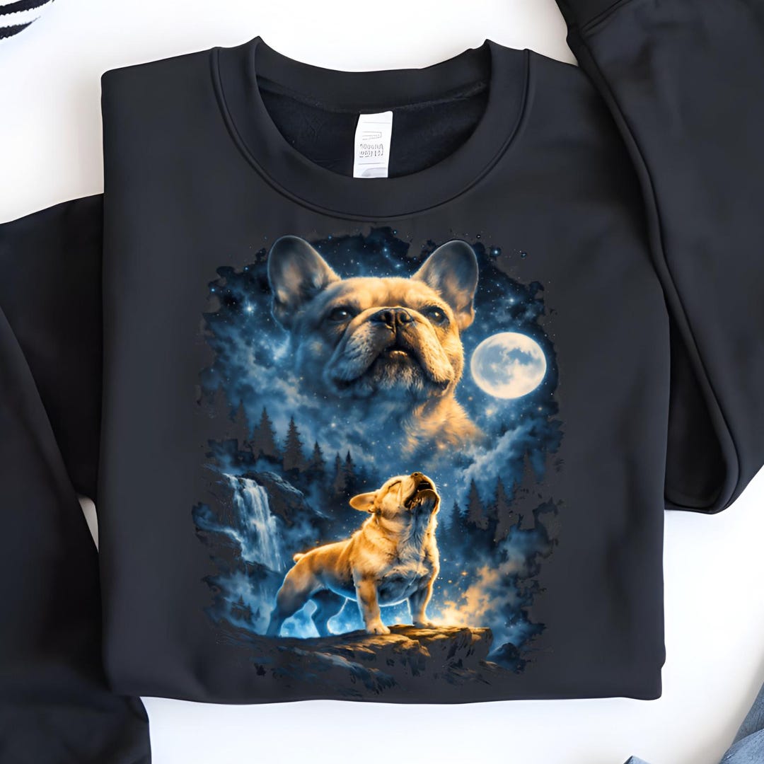 Frenchie Howling at the Moon PNG, Funny French Bulldog Sublimation ...