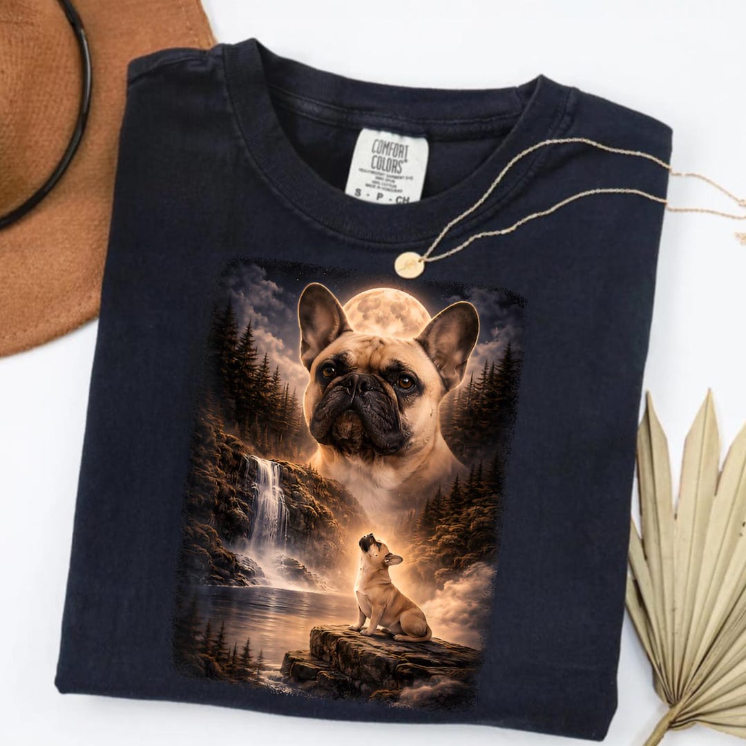 French Bulldog Howling at Moon PNG, Vintage Mystic Frenchie Sublimation ...