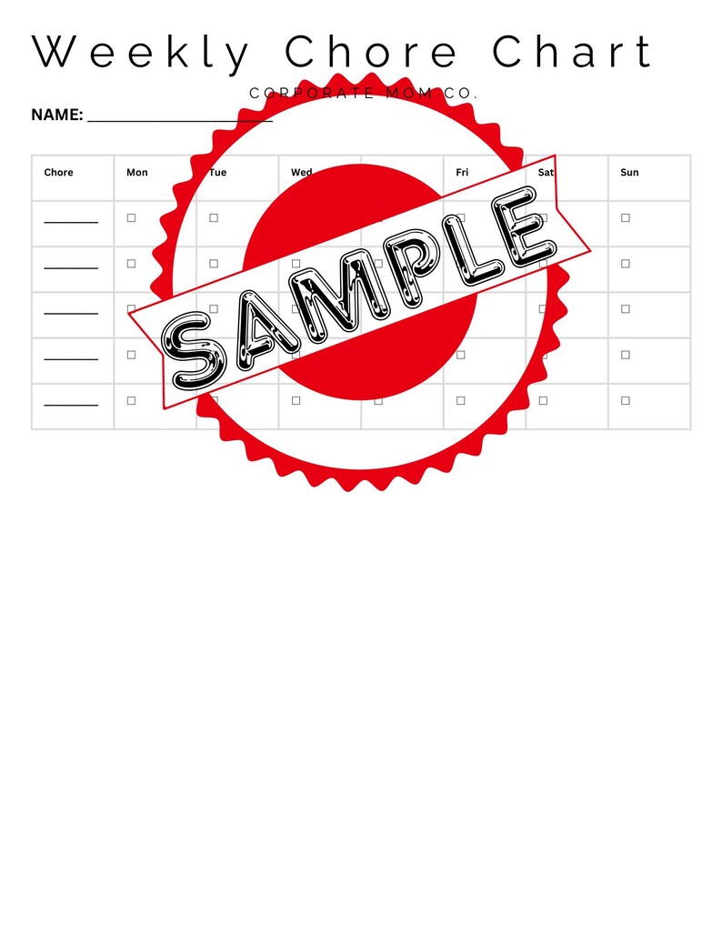 Weekly Chore Chart Printable, Minimalist Design (digital Download) - Etsy