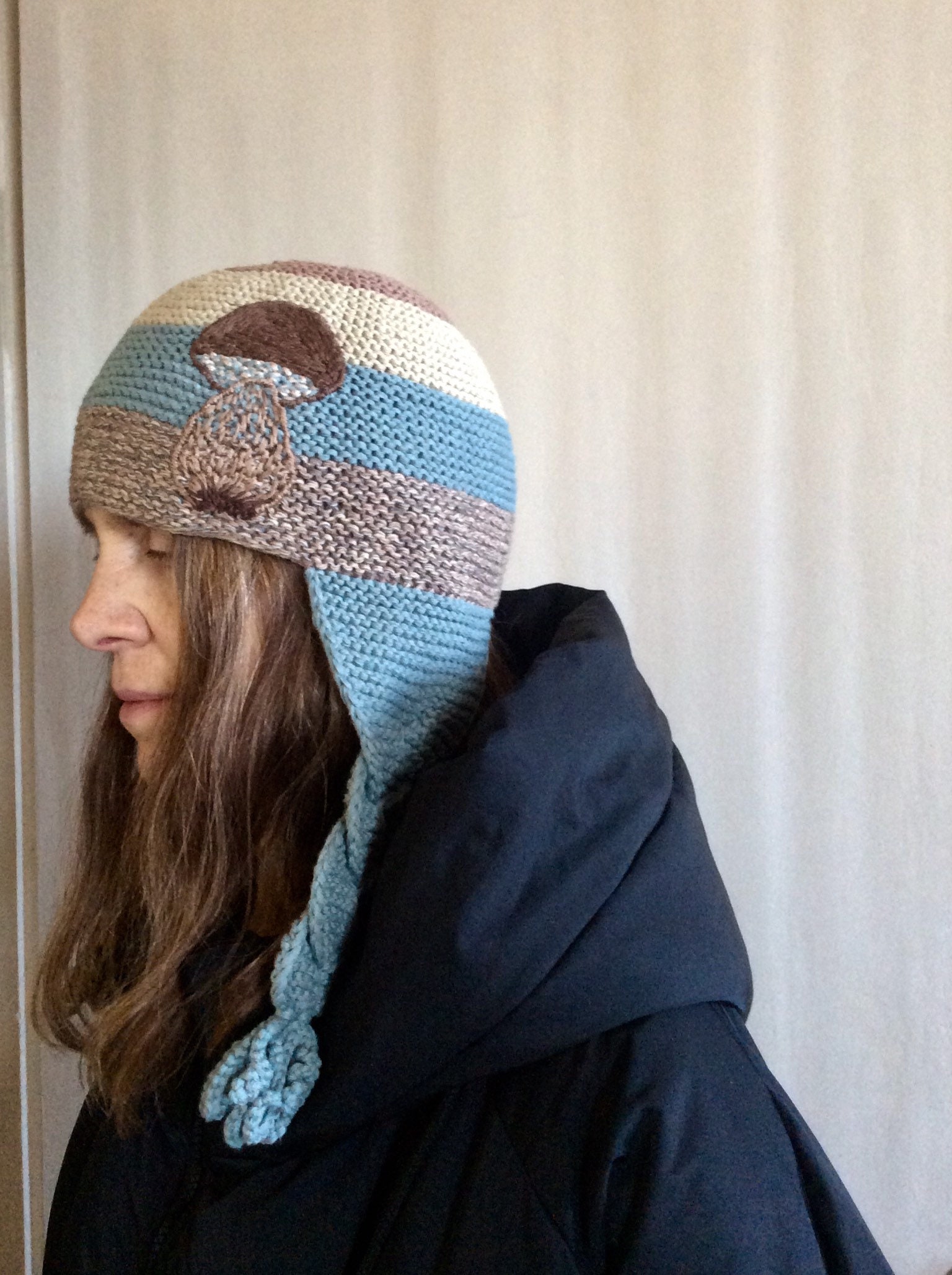 EMBROIDERED MUSHROOM Hatunique Hat With Braidshand Knit Hat - Etsy