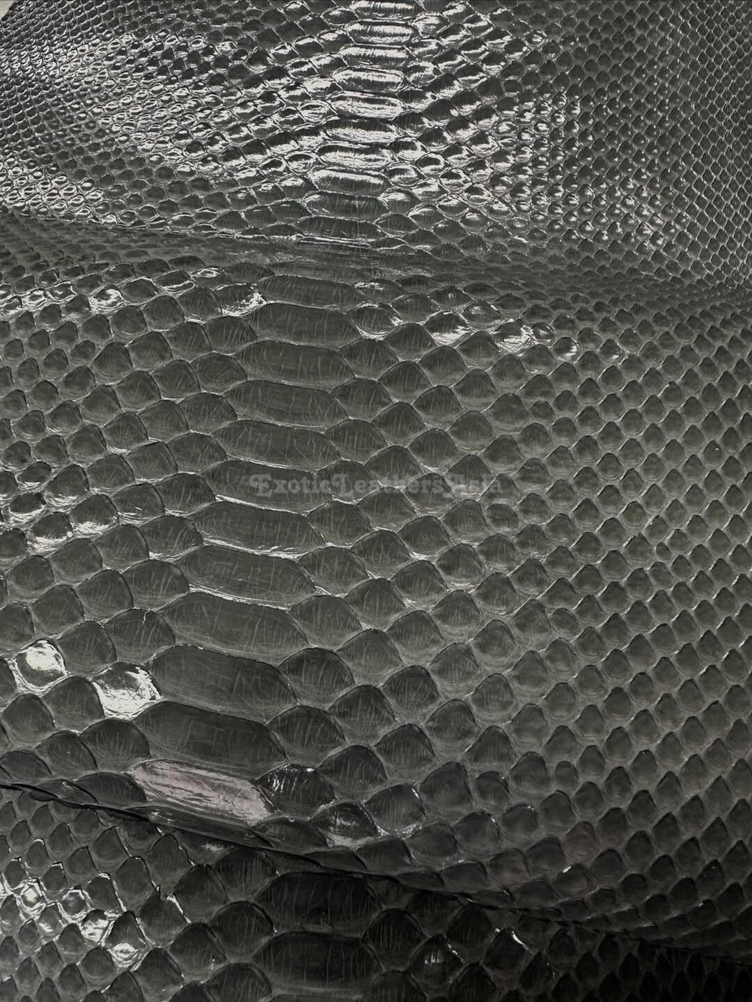 Genuine Reticulated Python Leather Skin | Glossy Graphite Bleached ...