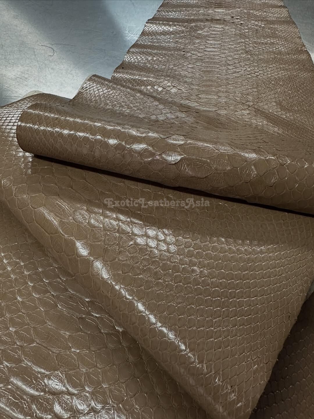 Genuine Reticulated Python Leather Skin | Mocha Bleached Belly Skin ...