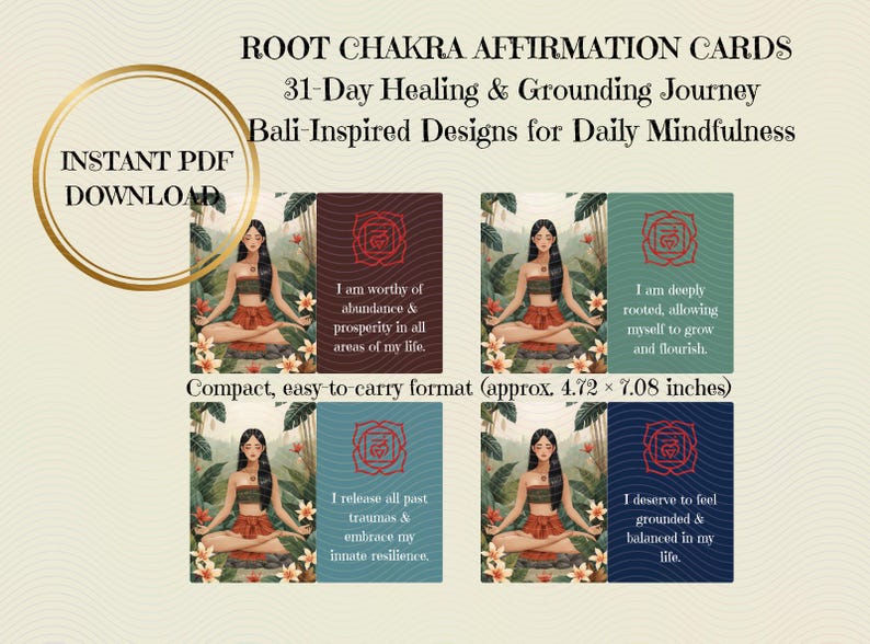 Root Chakra Affirmation Cards Printable | Bali Art | Grounding ...