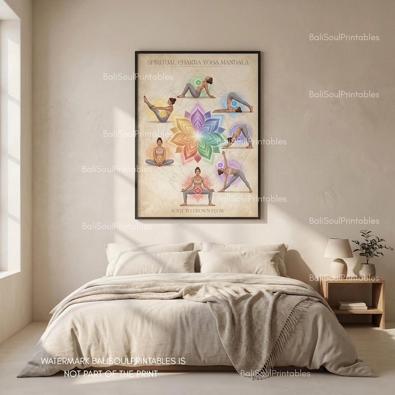 Spiritual Chakra Yoga Mandala Poster, 7 Chakra Energy Alignment ...