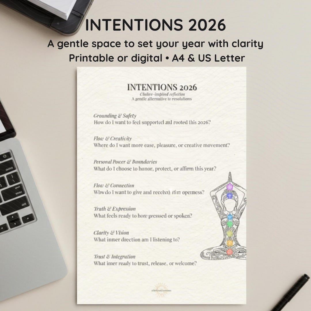Intentions 2026 Worksheet | Mindful Reflection Prompts (A4 & US Letter ...