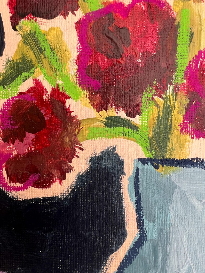 Limited Series of 6 Originals | Acrylic on Paper | Abstract Ranunculus ...