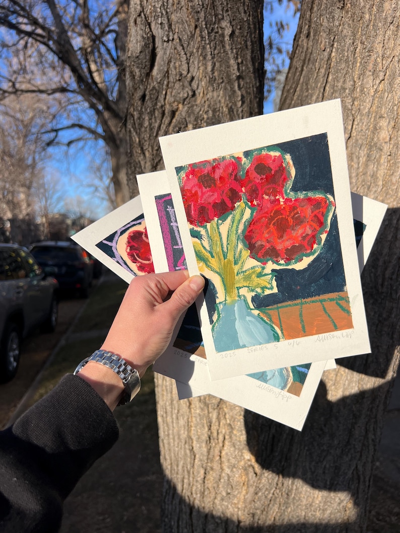 Limited Series of 6 Originals | Acrylic on Paper | Abstract Ranunculus ...