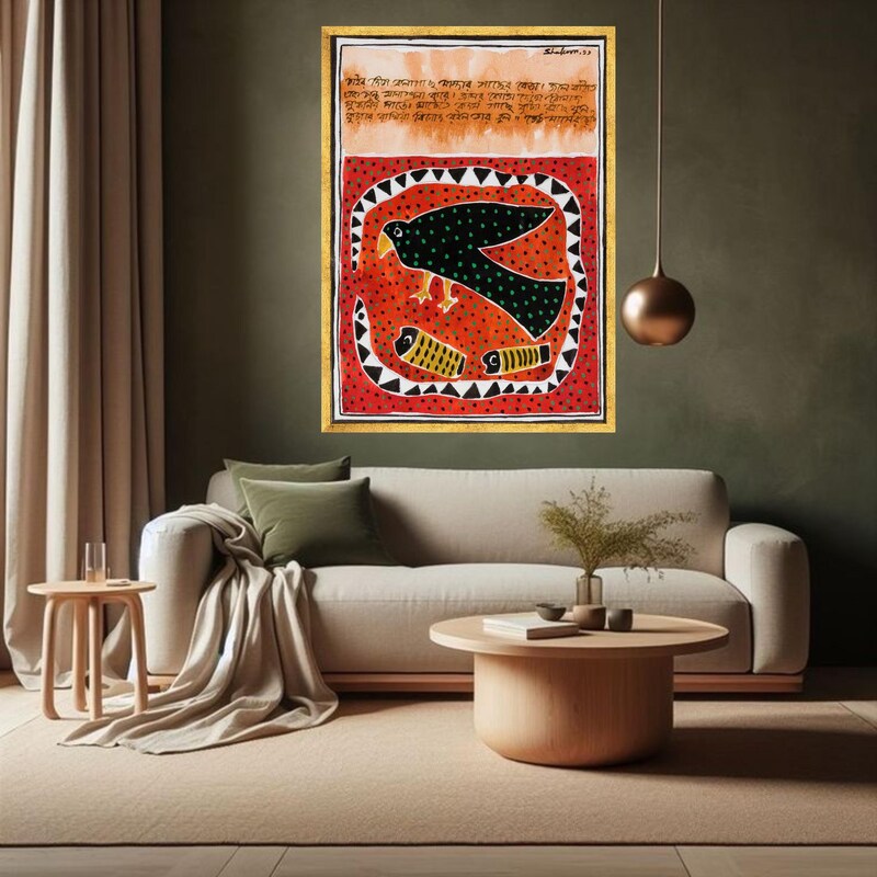 Abstract Bird and Fish - Etsy