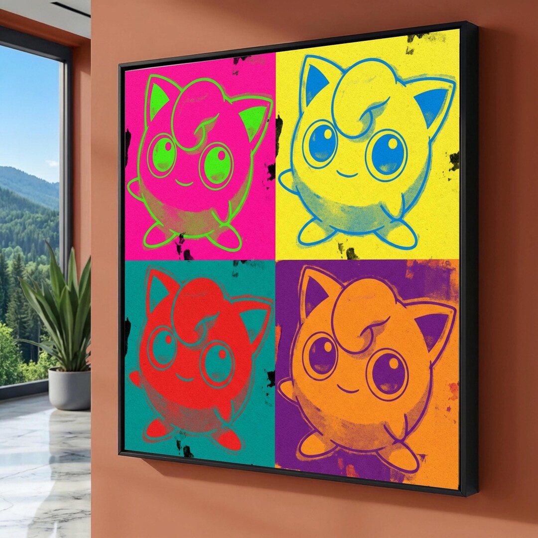 Pop Art Jigglypuff Canvas, Colorful Cartoon Illustration - Etsy