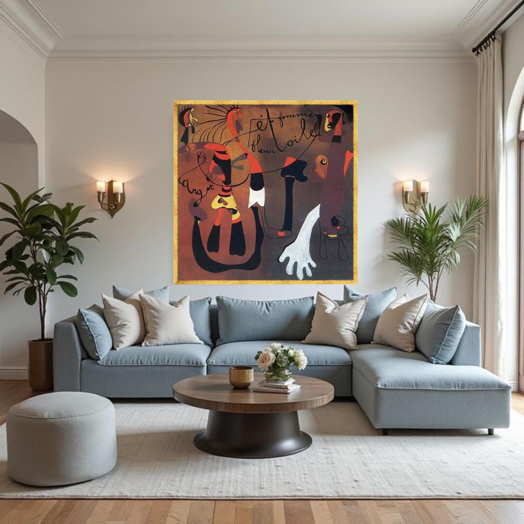 Joan Miró Abstract Canvas Wall Art, Surrealist Modern Art Print ...