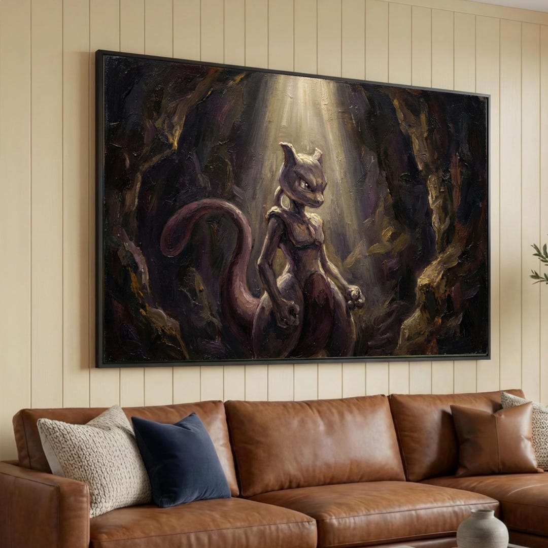 Mewtwo Canvas Art, Dark Cave Fantasy Creature, Ready to Hang - Etsy