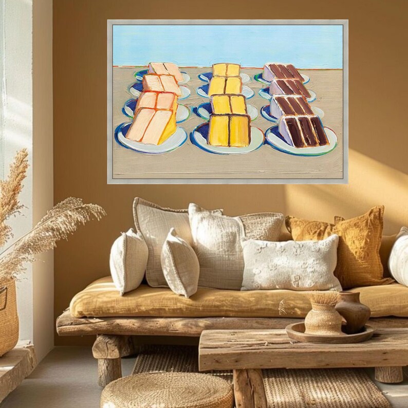 Wayne Thiebaud Inspired Cake Slices Canvas, Modern Dessert Art ...