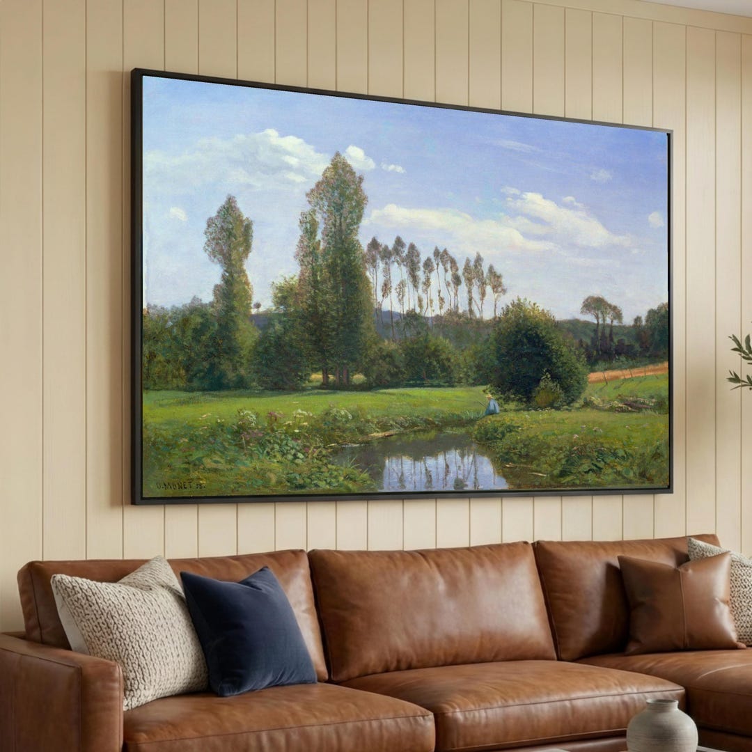 Claude Monet Landscape Canvas Print, Impressionist Tree Reflection Wall ...