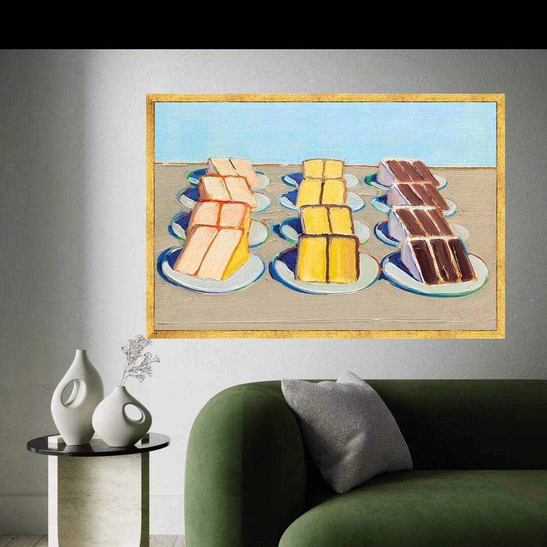 Wayne Thiebaud Inspired Cake Slices Canvas, Modern Dessert Art ...