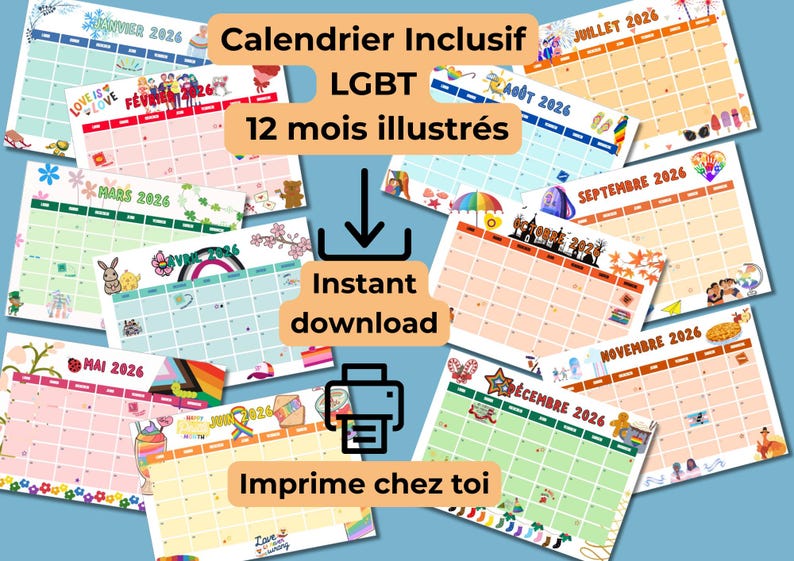 Printable LGBT Calendar 2026 – Inclusive & Queer Calendar – Instant ...
