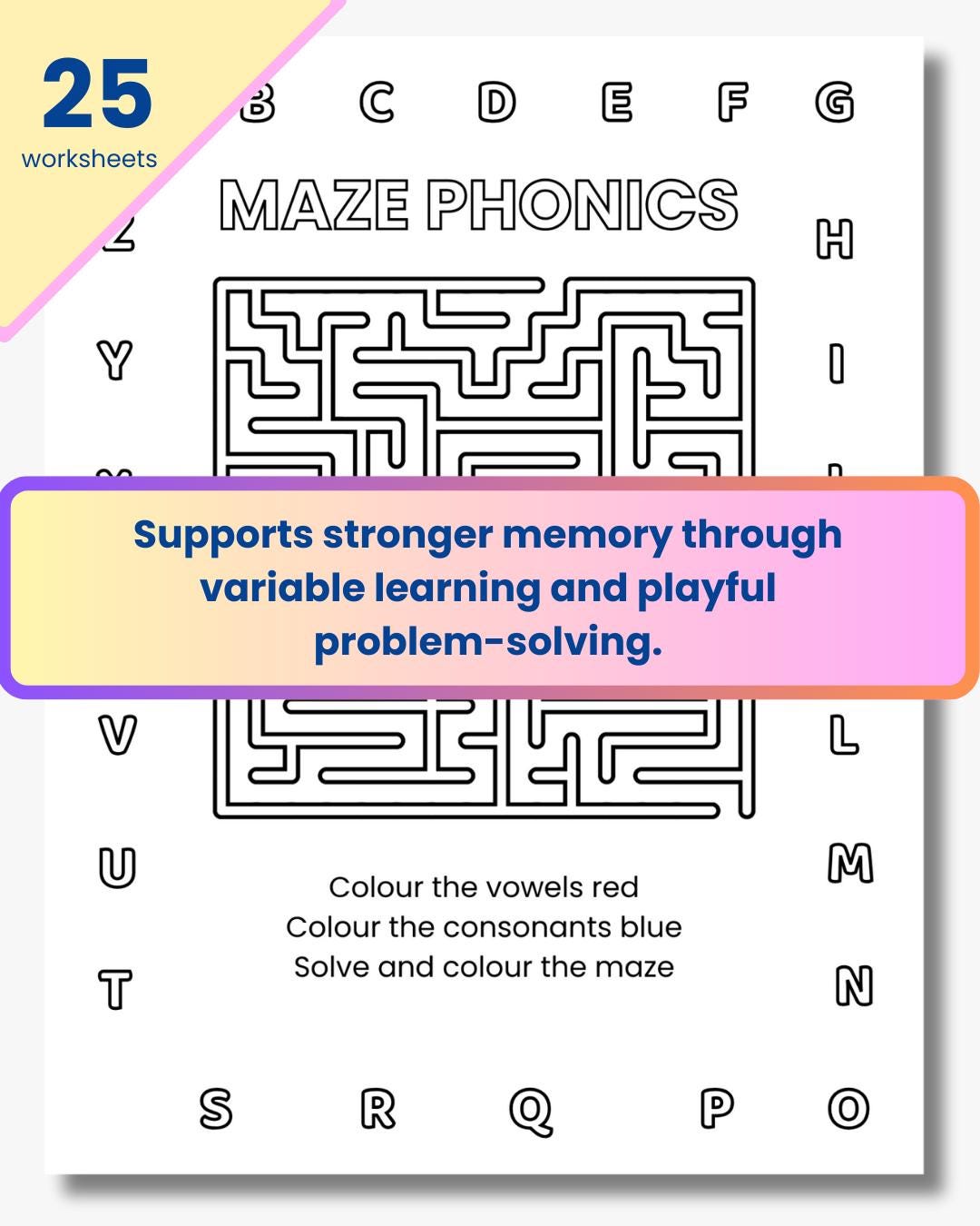 Phonics Worksheet | Vowels and Consonants Activity | Alphabet Maze ...
