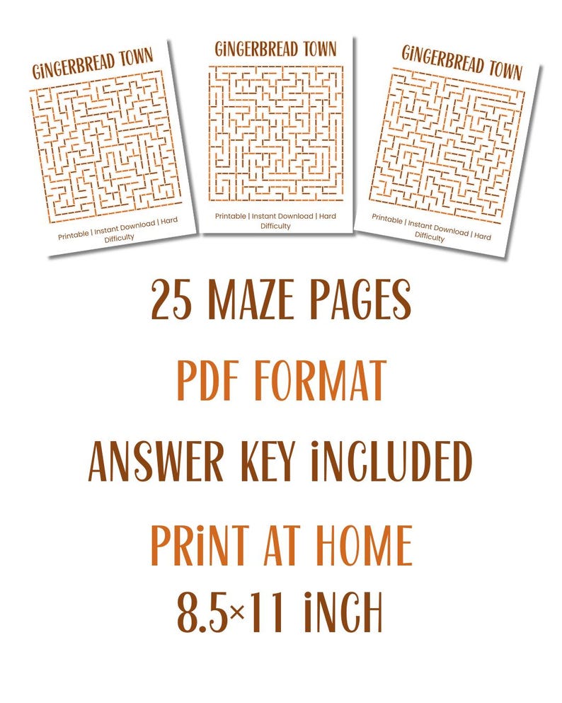 Gingerbread Town Hard Mazes 25-pack Printable - Etsy