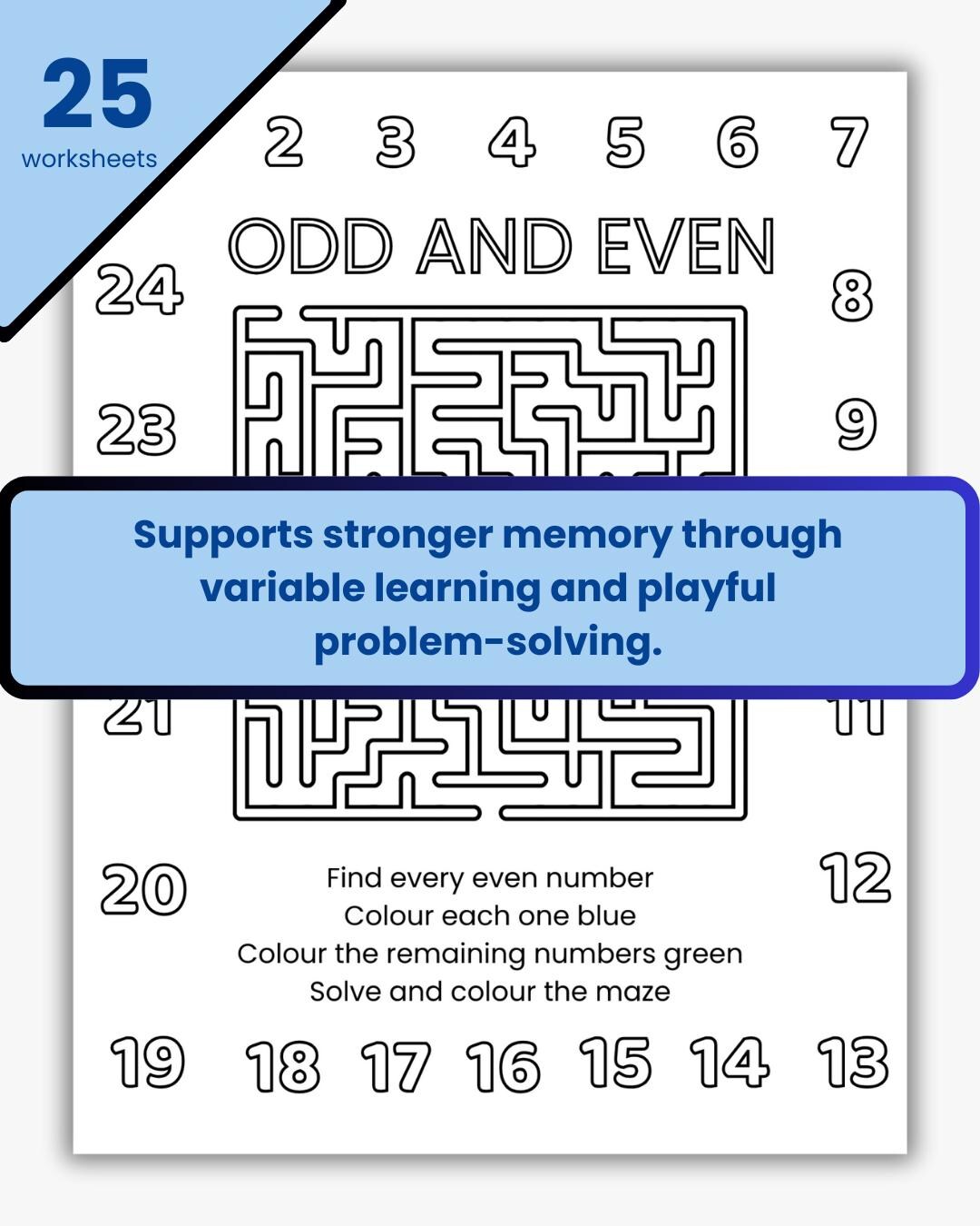 Odd and Even Numbers Worksheet | Number Sorting Maze | Kids Math ...