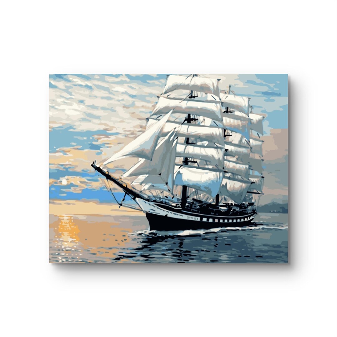 Sailing Ship Paint by Numbers Kit, DIY Nautical Seascape Art (40x50 Cm ...