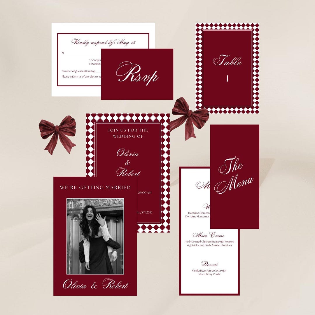 Wedding Invitation - Red Velvet - Etsy