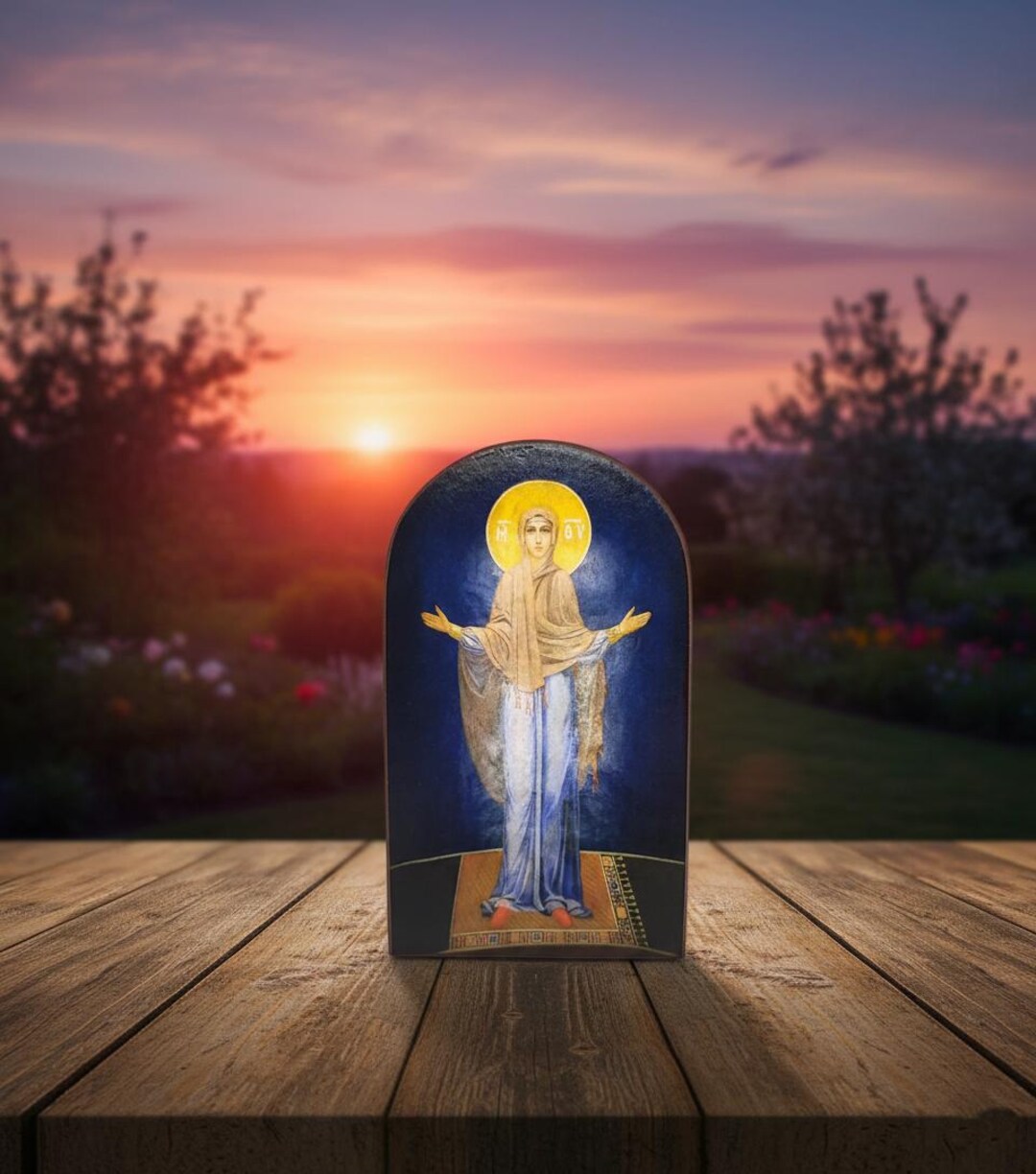 Virgin Mary Oranta Icon, Arched Wooden Orthodox Icon (6x4 In) - Etsy