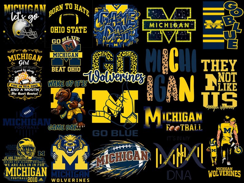 Bundle of 25 Michigan Png Set, Michigan Digital Art Png, Game Day Wall ...
