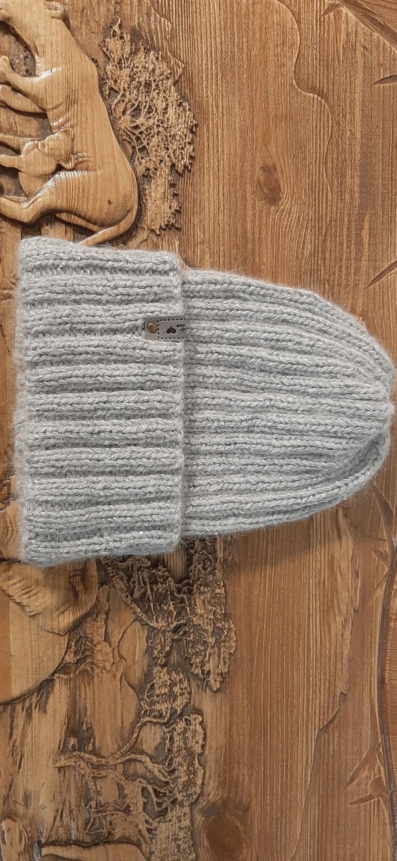 Ангоровая шапка-бини с пайеткой.шапка из шерсти.Зимняя шапка.Шапочка ...