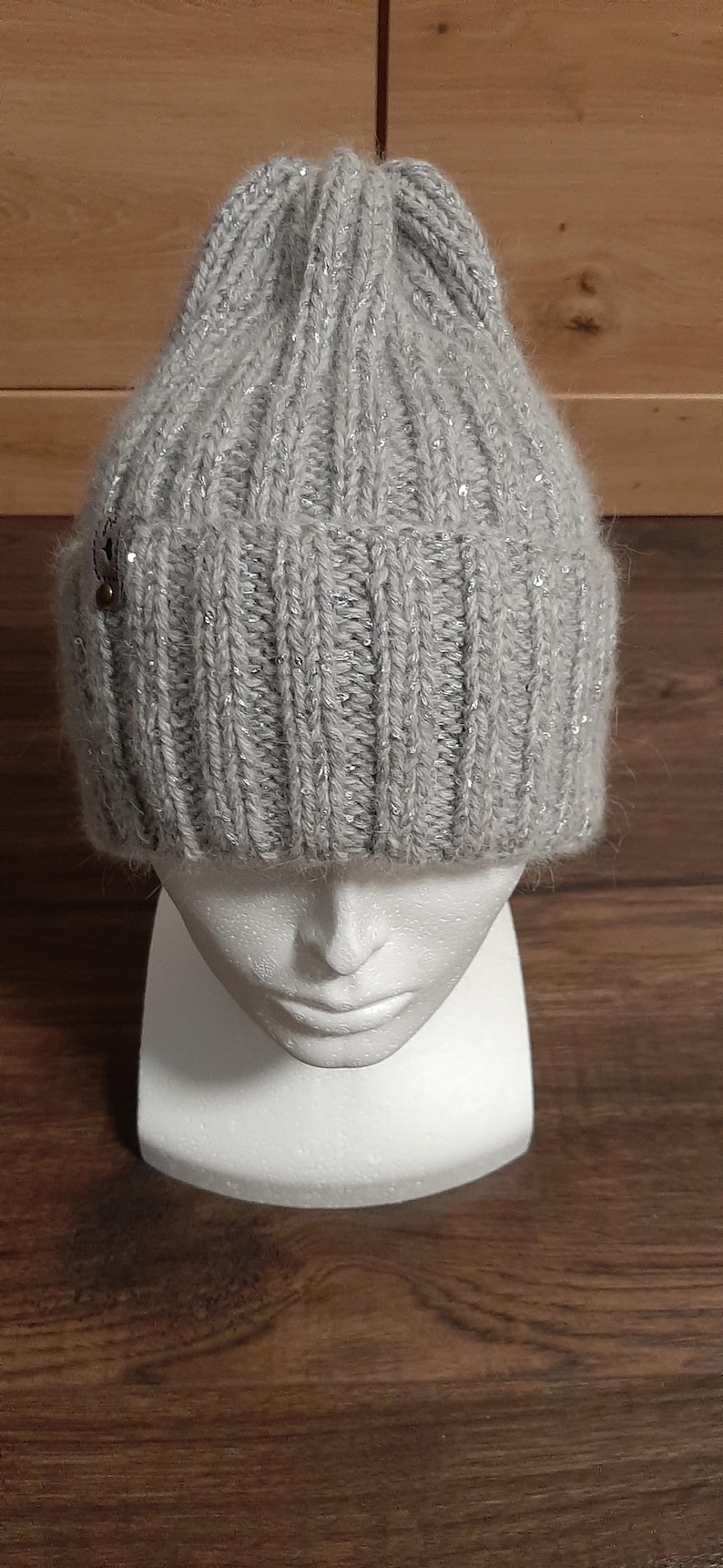 Ангоровая шапка-бини с пайеткой.шапка из шерсти.Зимняя шапка.Шапочка ...