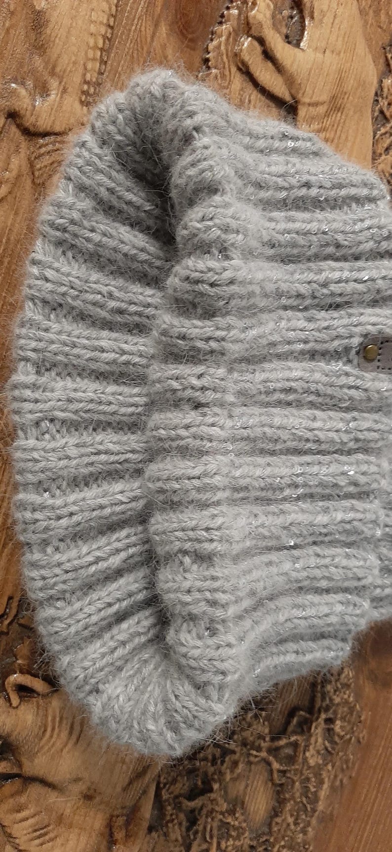 Ангоровая шапка-бини с пайеткой.шапка из шерсти.Зимняя шапка.Шапочка ...