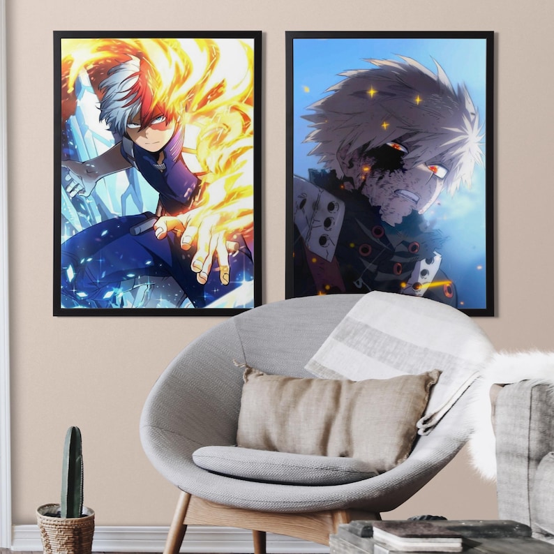 Todoroki Shoto Poster – My Hero Academia Fire & Ice Art Print | Dual ...