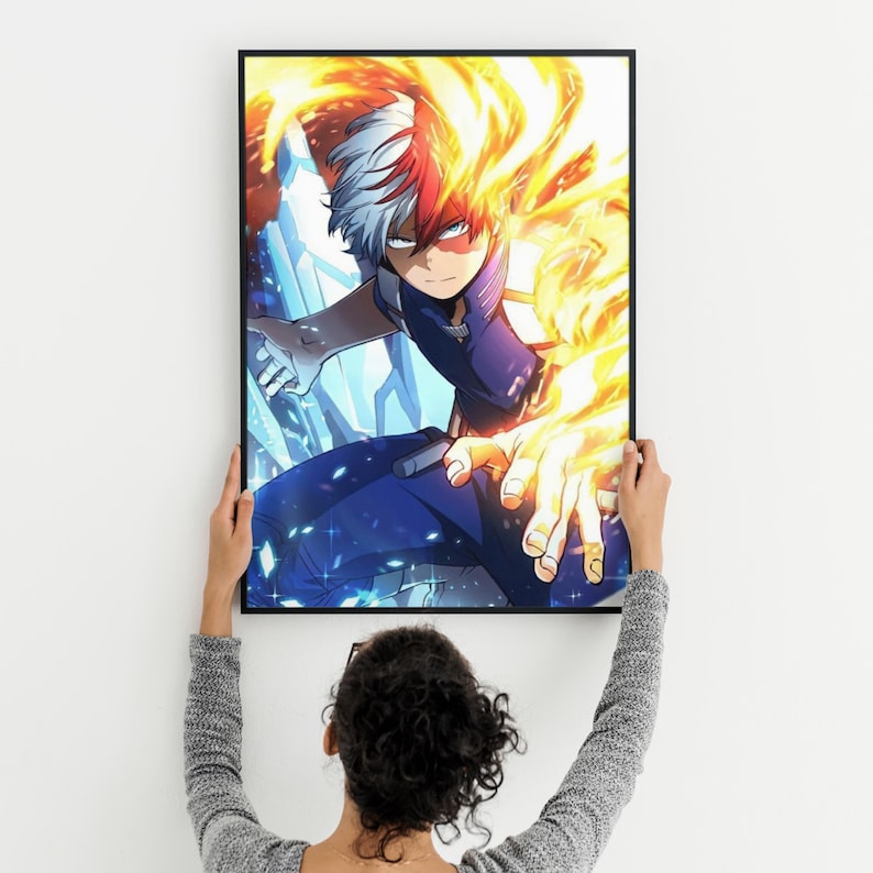 Todoroki Shoto Poster – My Hero Academia Fire & Ice Art Print | Dual ...