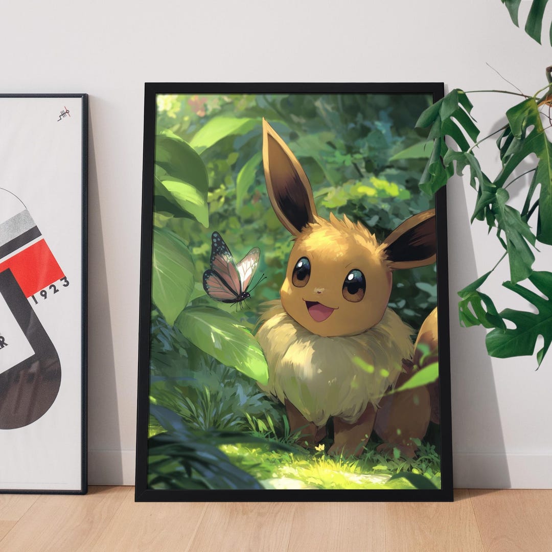 Eevee Pokemon Poster — Enchanted Forest Anime Wall Art - Etsy