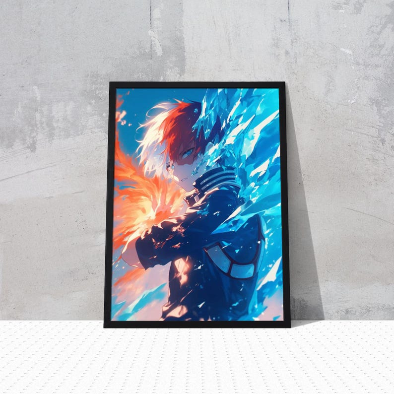 Todoroki Fire and Ice Art Print – My Hero Academia Anime Poster - Etsy
