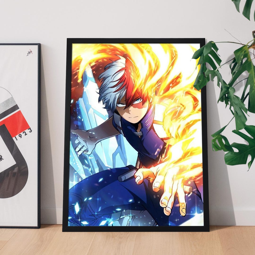 Todoroki Shoto Poster – My Hero Academia Fire & Ice Art Print | Dual ...