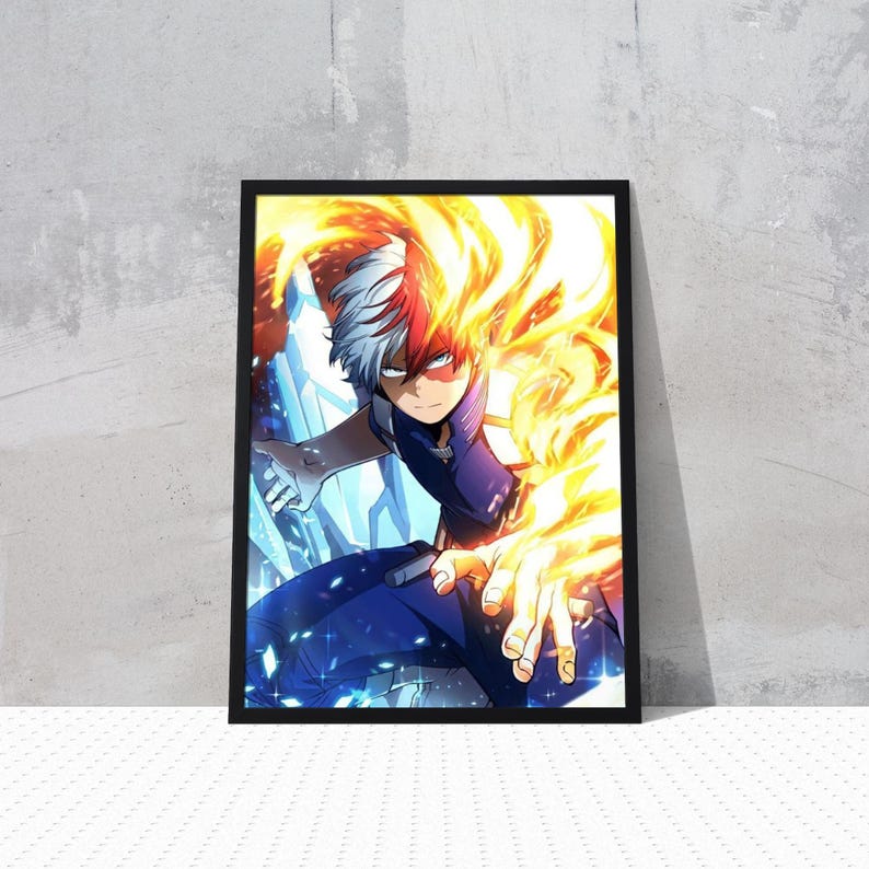 Todoroki Shoto Poster – My Hero Academia Fire & Ice Art Print | Dual ...