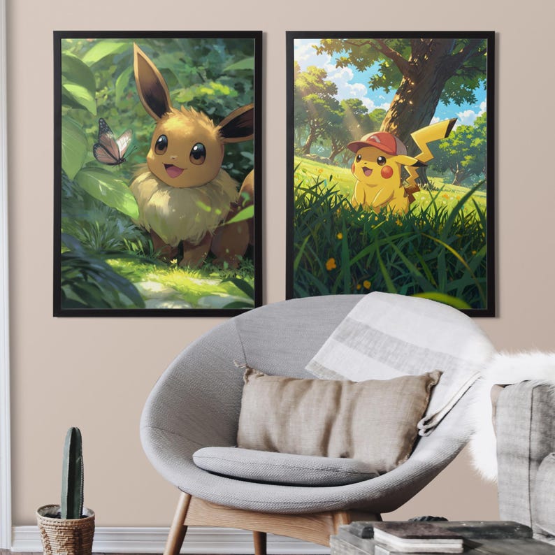 Eevee Pokemon Poster — Enchanted Forest Anime Wall Art - Etsy