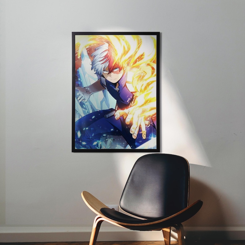 Todoroki Shoto Poster – My Hero Academia Fire & Ice Art Print | Dual ...