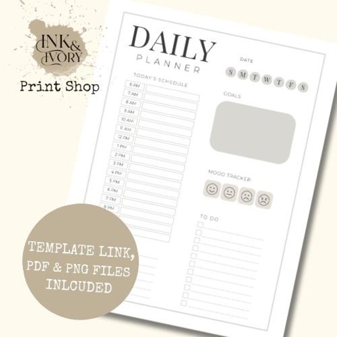 Minimalist Daily Printable – Schedule & To-do Page, A4 A5 Letter, Canva ...