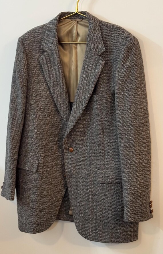 Harris Tweed Herringbone Blazer 1970's XL - Gem