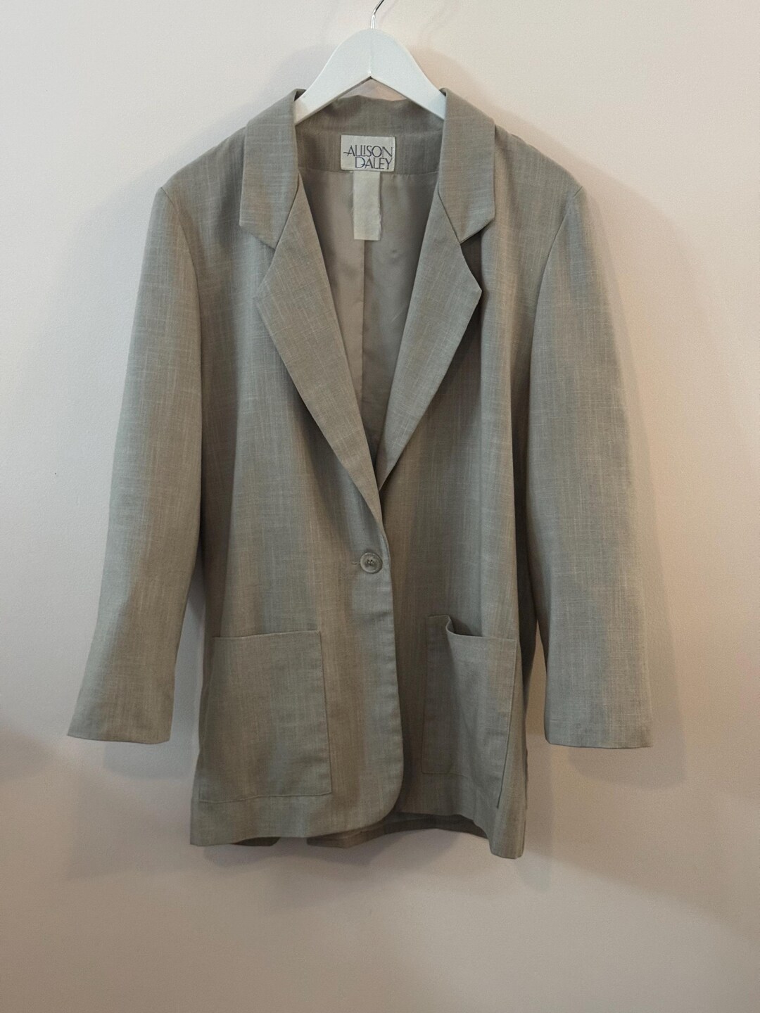 1980's Oversized Linen Look Blazer Greige One Size Fits Most - Etsy
