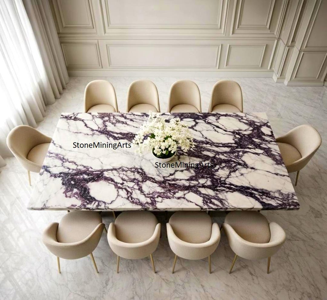 Purple Veined Marble Dining Table Top | Calacatta Viola Marble Slab ...