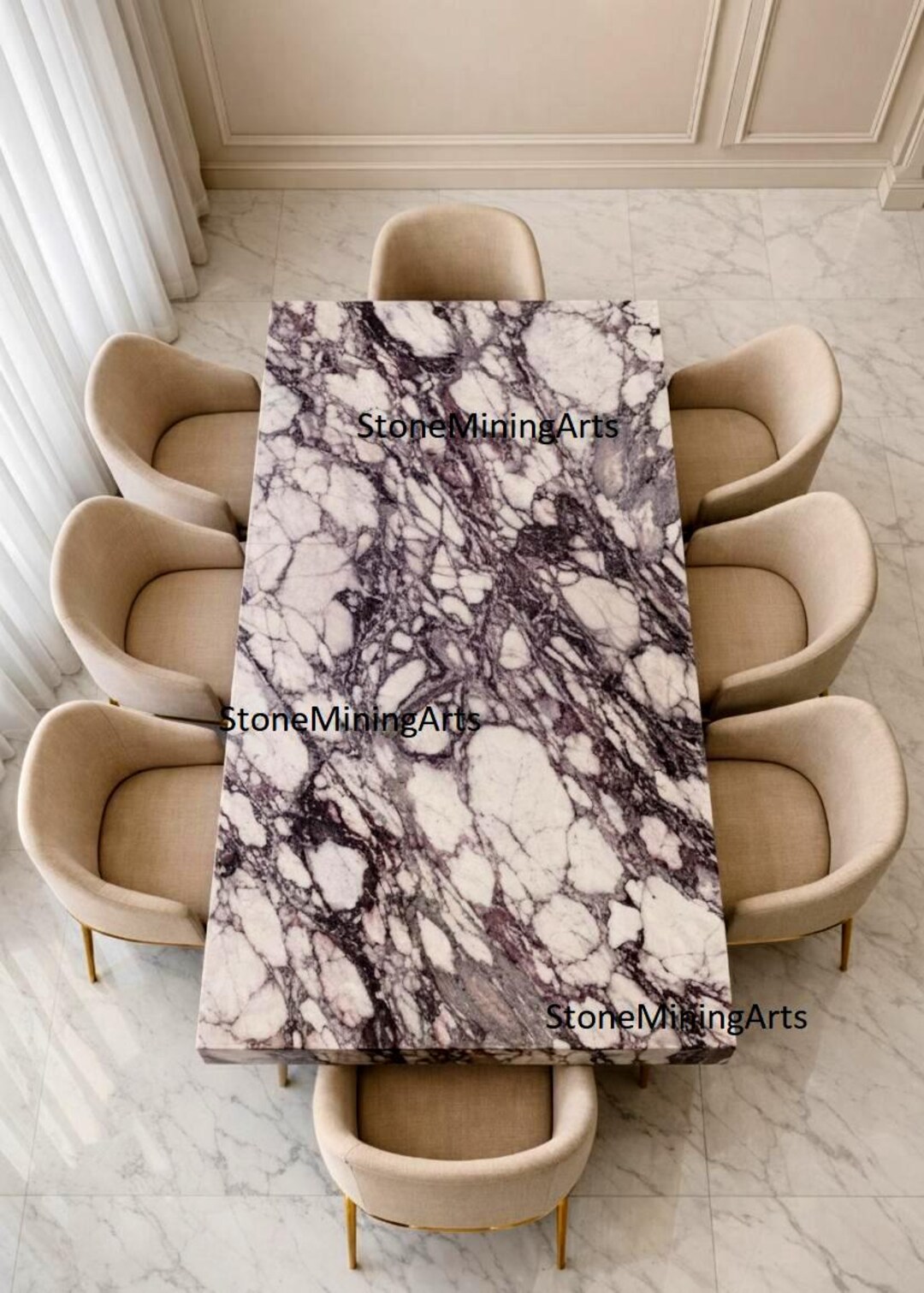 Luxury Purple Veined Marble Table | Calacatta Viola Marble Dining Table ...